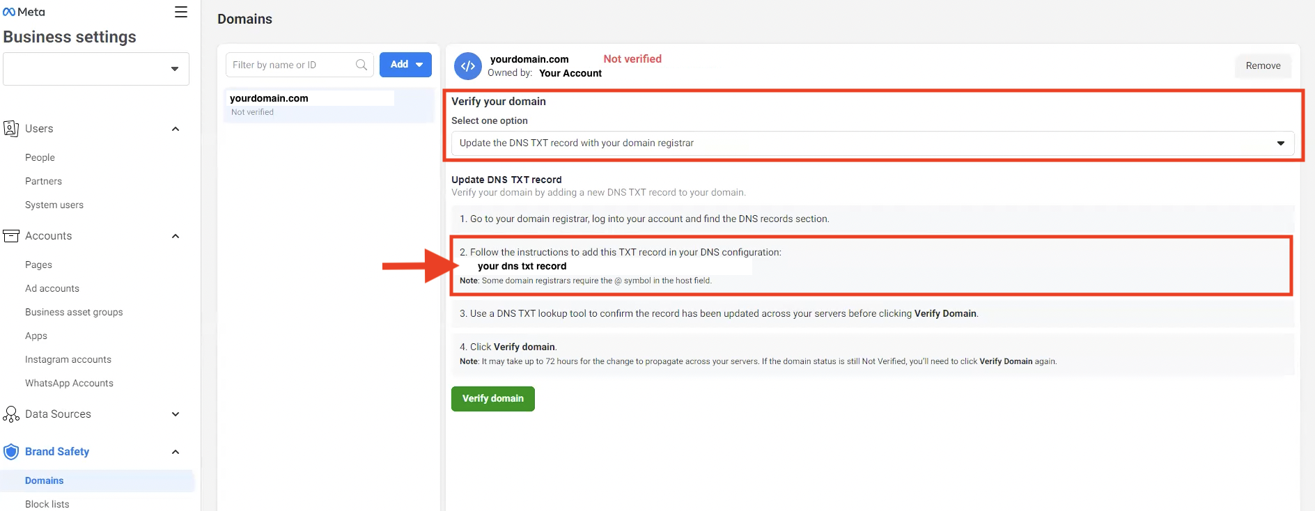 Facebook Domain Verification Steps – Ylopo Help Center