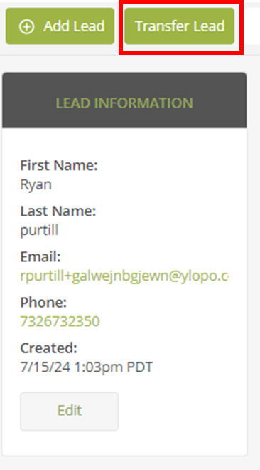 Lead Transfer Button in Stars – Ylopo Help Center